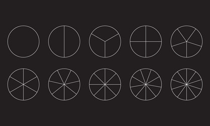 Pie chart set icon 23456 segment infographic Vector Image