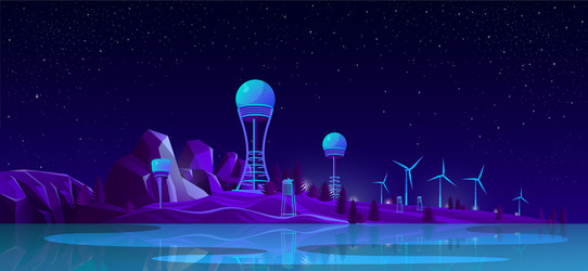 Renewable energy modern sources cartoon set Vector Image