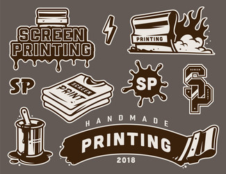 Screen printing elements collection Royalty Free Vector