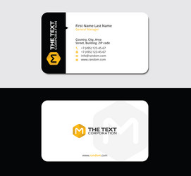 Clean black white and golden business card design Vector Image
