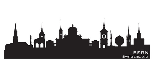 Bern switzerland city skyline silhouette Vector Image