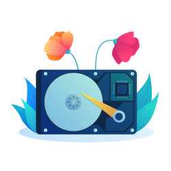 Hard disk drive web banner in cartoon style Vector Image