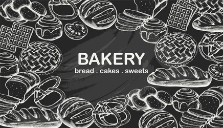 Line art set bakery products including various Vector Image