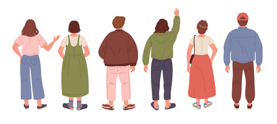 People view from behind male and female Royalty Free Vector
