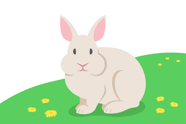 Cartoon funny rabbit sitting on the grass Vector Image