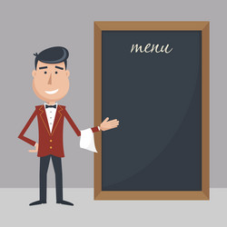 Waiter menu Royalty Free Vector Image - VectorStock