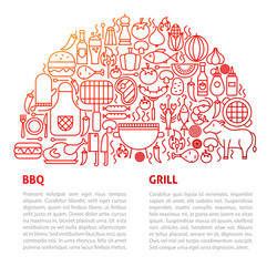 Pork bbq icon outline grill food Royalty Free Vector Image