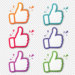 Red banner recommended with thumbs up white Vector Image
