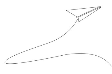 One single line drawing vintage biplane flying Vector Image