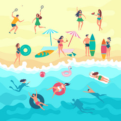 People in pool Royalty Free Vector Image - VectorStock