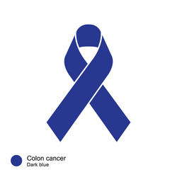 Colon cancer awareness symbol dark blue ribbon Vector Image