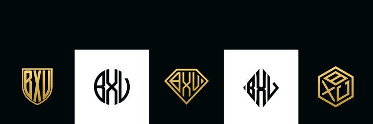 Initial letters bxk logo designs bundle Royalty Free Vector
