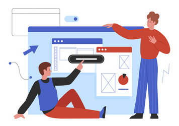 Web development technology tiny people develop Vector Image