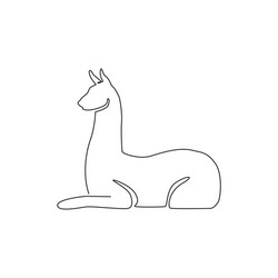 One single line drawing cute llama for company Vector Image