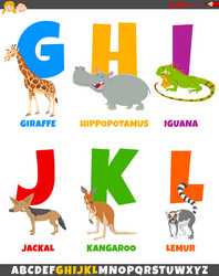 Alphabet with animals a to i Royalty Free Vector Image