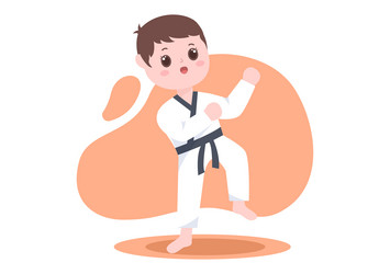 Cute cartoon kids doing some basic karate martial Vector Image