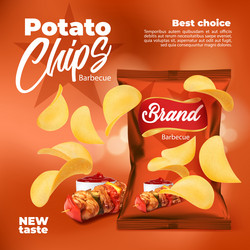Realistic wavy and ripple potato chips splash Vector Image