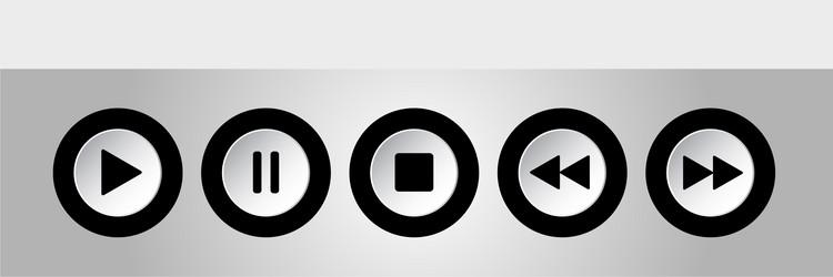 Black white round music control buttons set Vector Image
