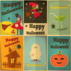 Halloween posters set Royalty Free Vector Image