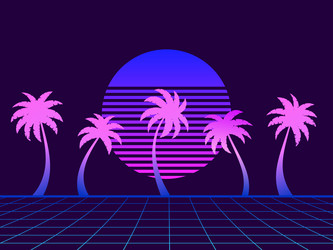 Retrowave Sun and Palm Trees Vector Images (over 260)