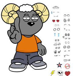 Happy ram kid character cartoon kawaii Royalty Free Vector