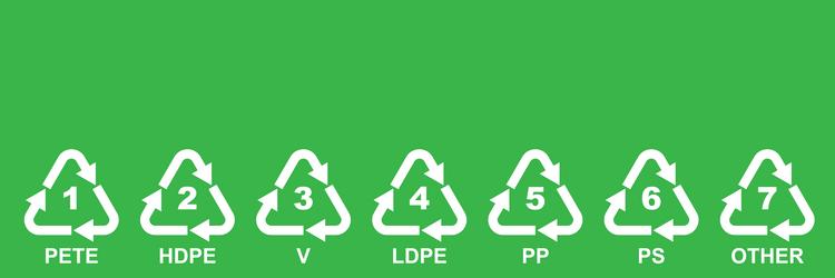 Set of 7 plastic recycling symbols Royalty Free Vector Image