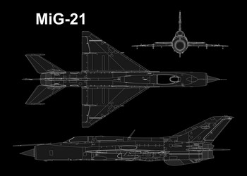 Blueprint of the mig-19 jet fighter Royalty Free Vector