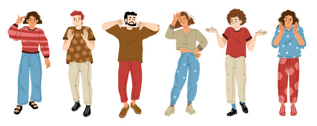 People show stop gesture warning refusing sign Vector Image