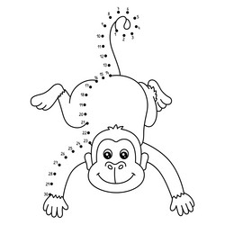 Dot to gibbon animal isolated coloring page Vector Image
