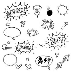Doodle sketch style of hand drawn comic elements Vector Image