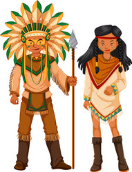 Group of native american indians in costume Vector Image