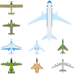 Airplane top view and aircraft Royalty Free Vector Image