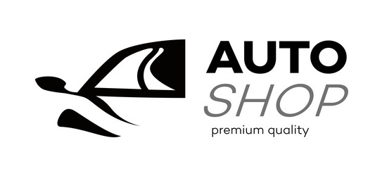 Auto shop logo black color isolated Royalty Free Vector