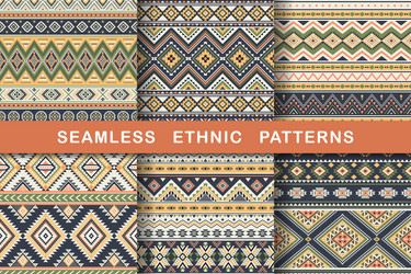 Ethnic seamless patterns Royalty Free Vector Image