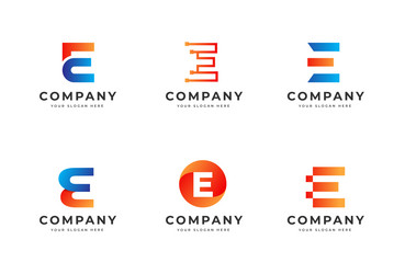 Set of creative letter e logo design template Vector Image