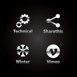 Black silver icon set Royalty Free Vector Image