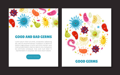 Funny germs banner design with good and bad Vector Image