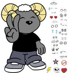 Happy ram kid character cartoon kawaii Royalty Free Vector