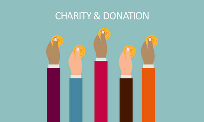 Donation box with hand logo Royalty Free Vector Image