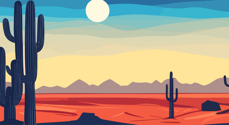 Sunset at desert landscape abstract art Royalty Free Vector