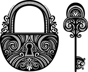 Vintage lock with a key Royalty Free Vector Image