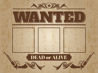 Western robber wanted dead or alive retro banner Vector Image