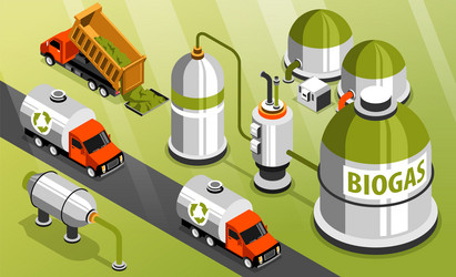 Biogas isometric infographics Royalty Free Vector Image