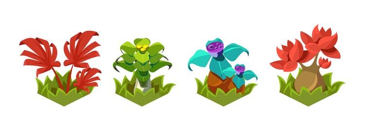 Fantasy plant and flower growing in ground Vector Image