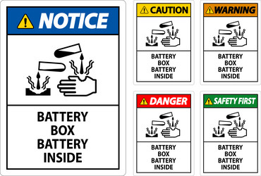 Notice battery box battery inside sign with symbol