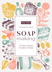Organic soap card or flyer design in colors Vector Image