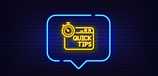 Quick tips line icon helpful tricks sign neon Vector Image