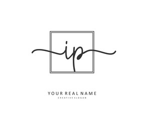 Ip initial letter handwriting and signature logo Vector Image