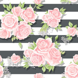 Pink roses seamless pattern with brushed Vector Image