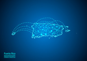 Puerto rico map light connecting effect Royalty Free Vector